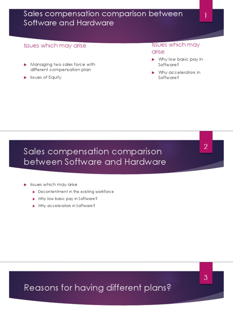 Sales Compensation Comparison Between Software and Hardware: Issues ...