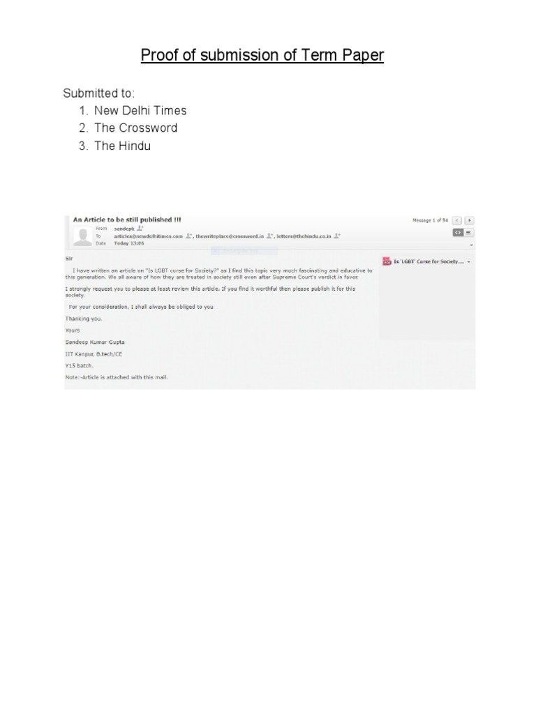 Proof of Submission of Term Paper | PDF