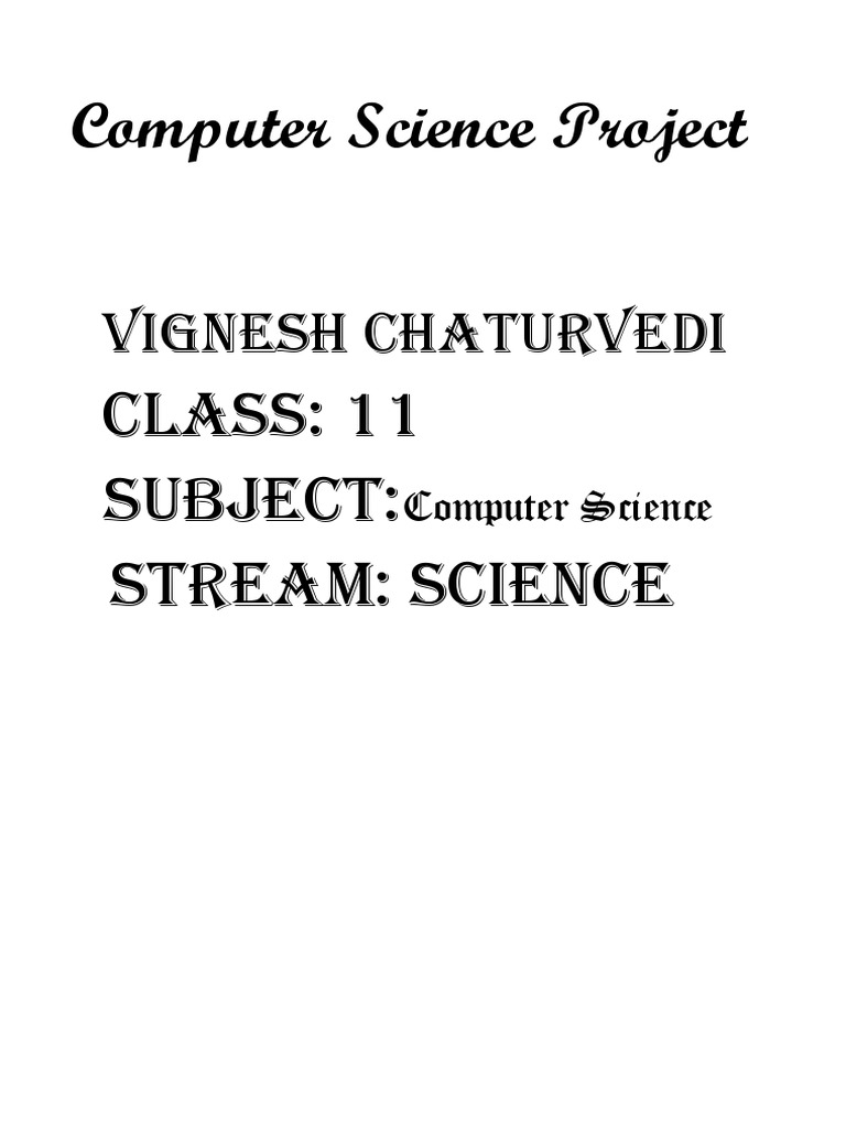 Computer Science Project Codes and Algorithms | PDF | Applied ...
