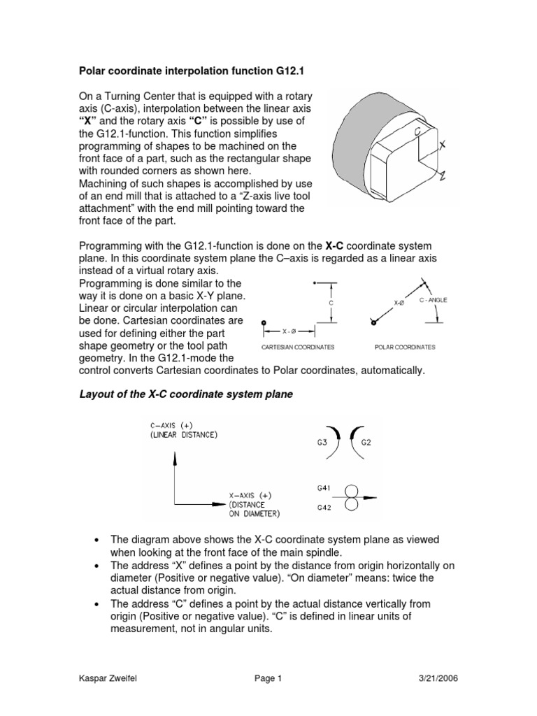 Polar Coordinate Interpolation Function G12.1: Layout of The X-C Coordinate System Plane | PDF ...
