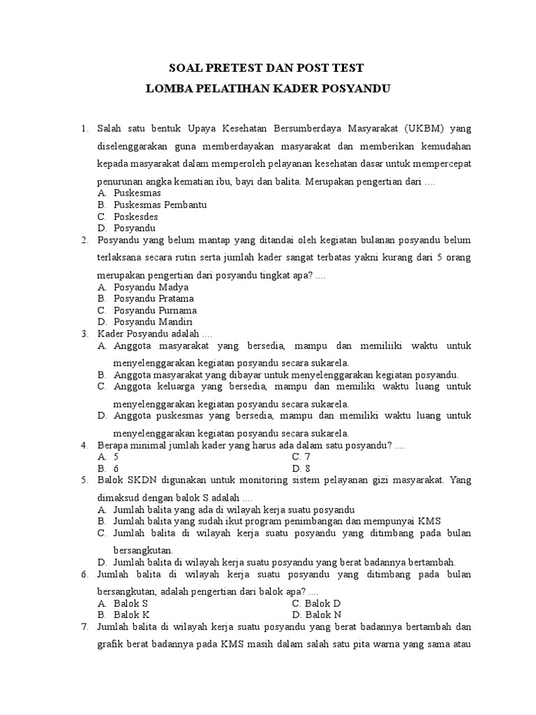 Soal Pretest Dan Post Test Fix87664 | PDF