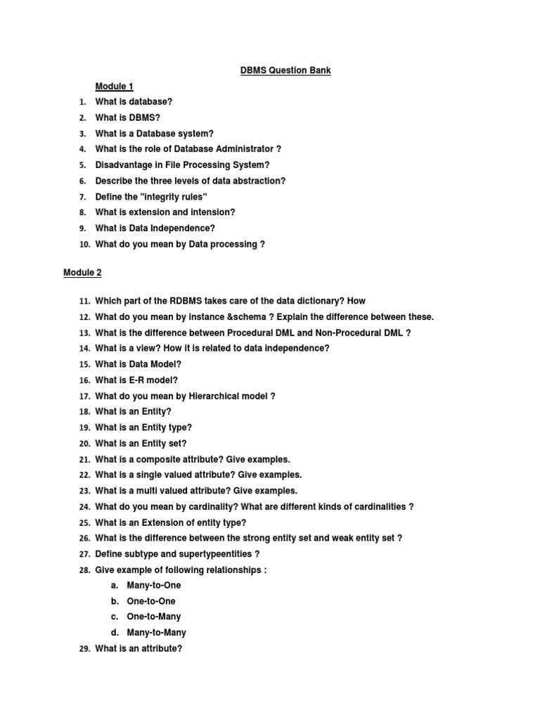 DBMS QB | PDF | Sql | Relational Database