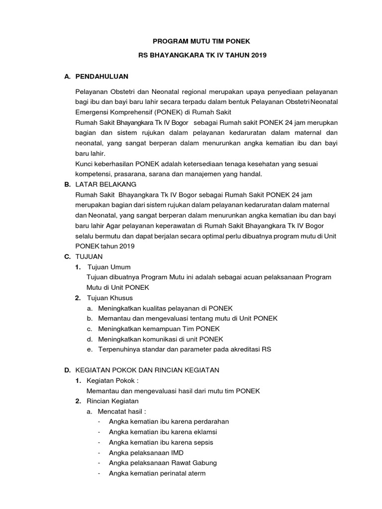 Laporan Program Mutu Tim Ponek-Dikonversi | PDF