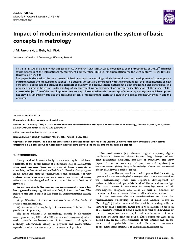 Impact of Modern Instrumentation On The System of Basic Concepts in ...
