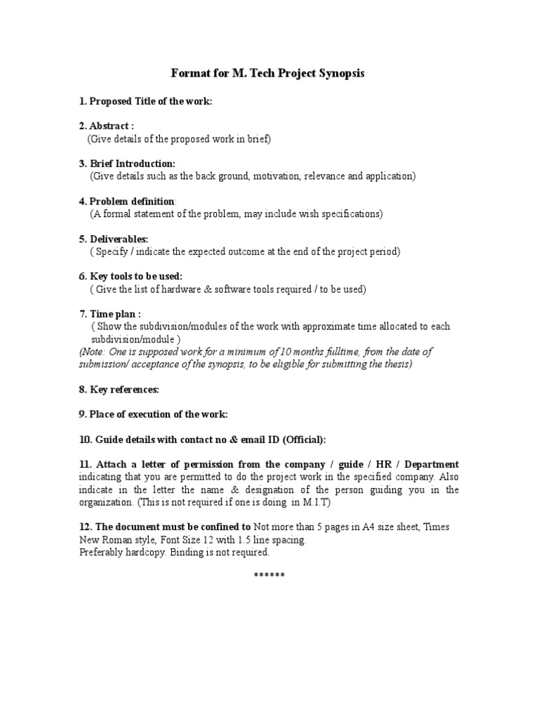 Format For M. Tech Project Synopsis | PDF | Written Communication | Software