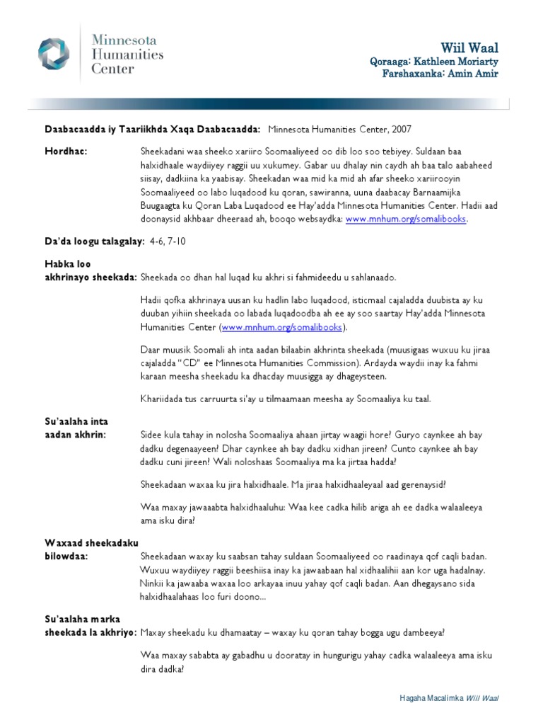 Wiil Waal Guide - Somali - Final | PDF