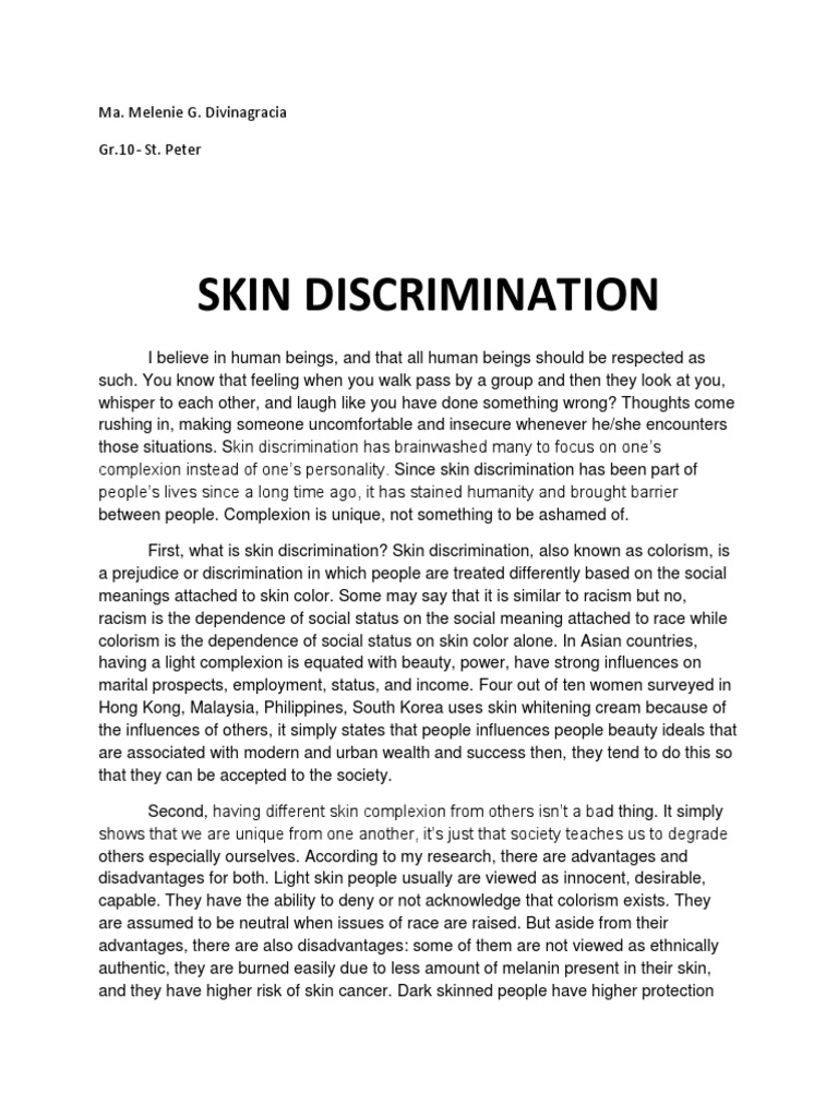 Skin Discrimination | PDF | Human Skin Color | Society