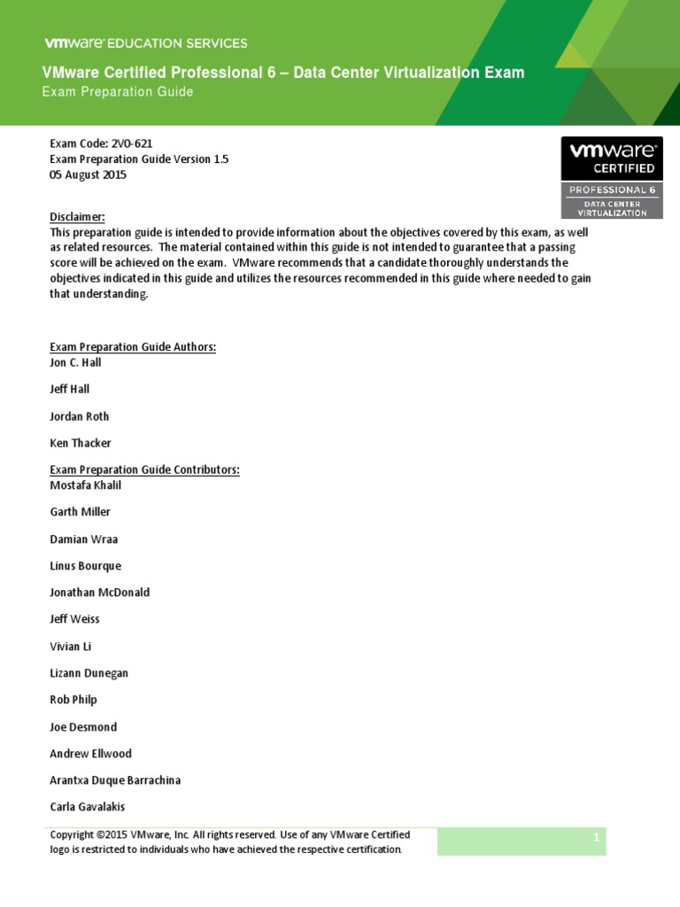 Vmware Certified Professional 6 - Data Center Virtualization Exam | PDF ...