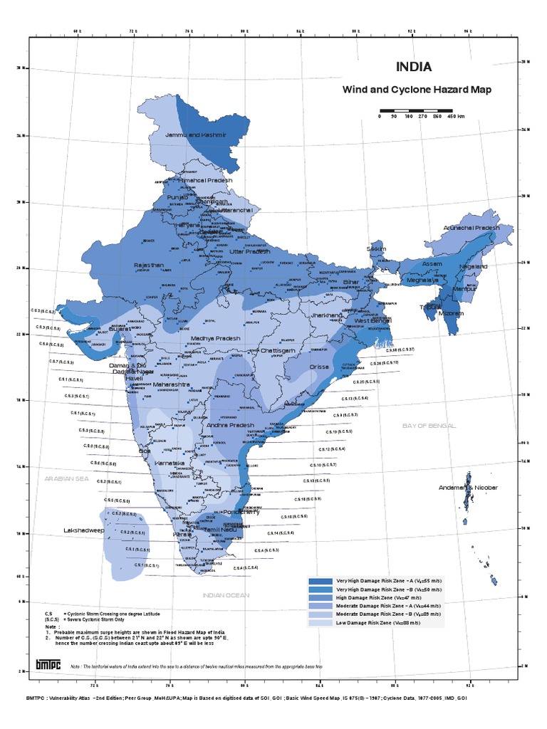 India Wind Map As Per Is | Download Free PDF | Windstorms | Vortices