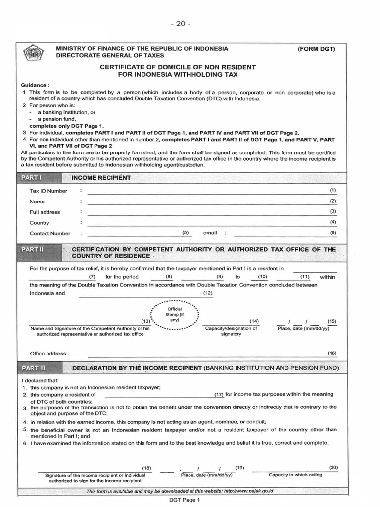 Form DGT | PDF | Taxpayer | Double Taxation