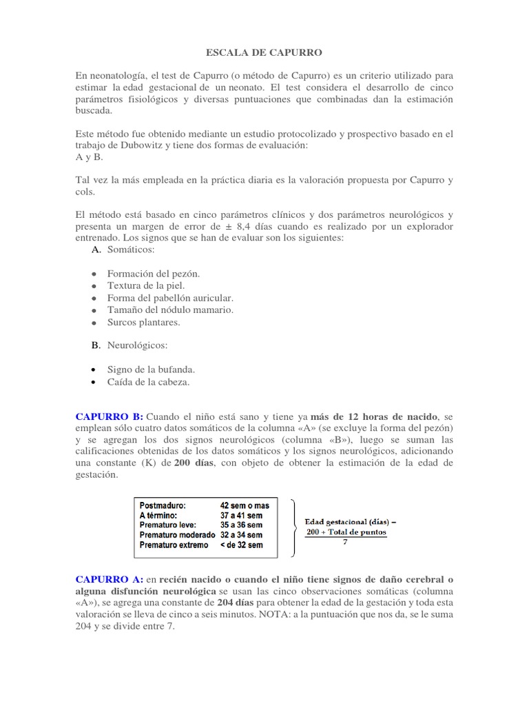 Escala de Capurro | PDF
