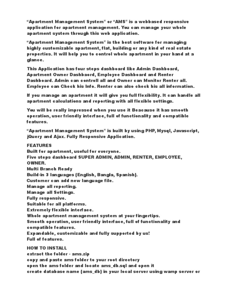 Apartment Management System | PDF