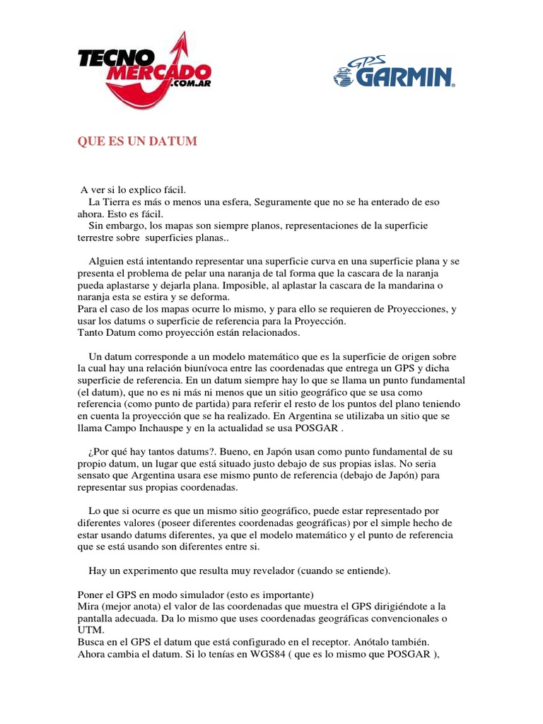 Definición y Uso del Datum en Geografía | PDF | Sistema coordinado ...