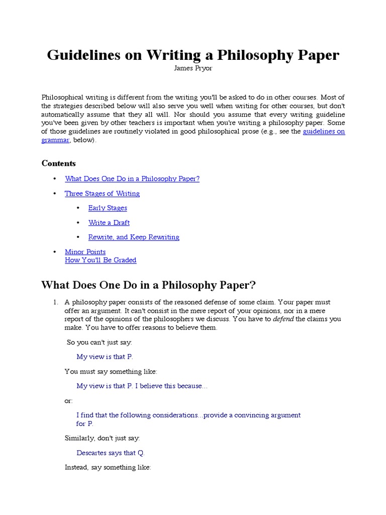 Guidelines On Writing A Philosophy Paper | Download Free PDF | Idea ...