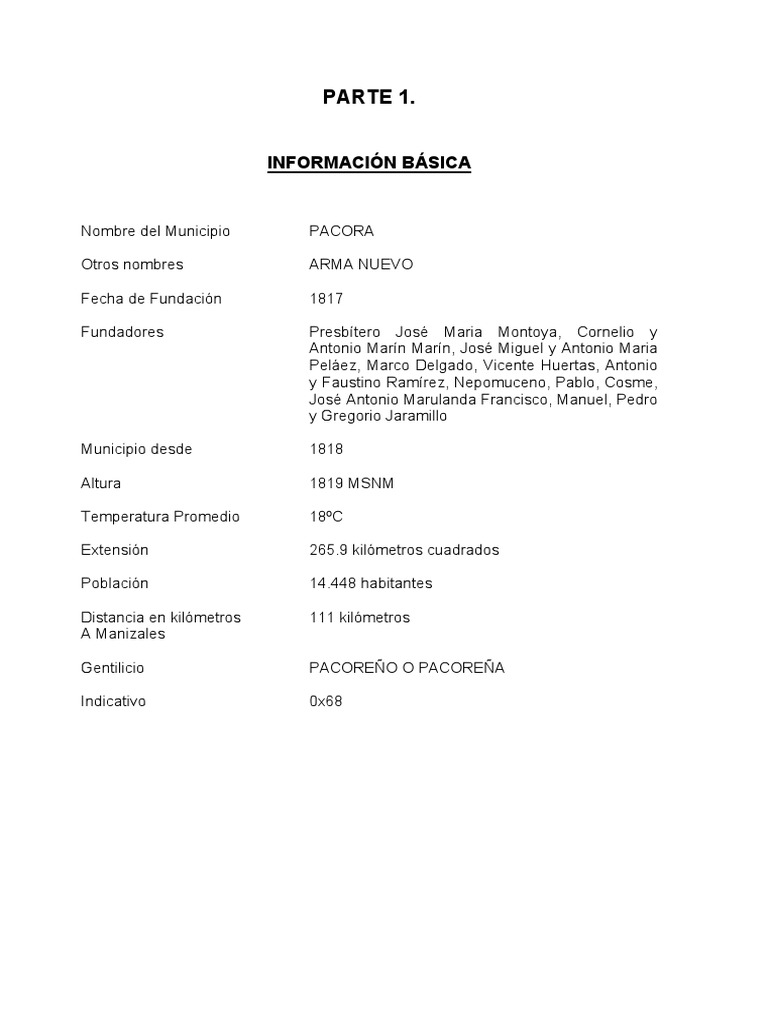 Pácora Información Básica | PDF | Agitación