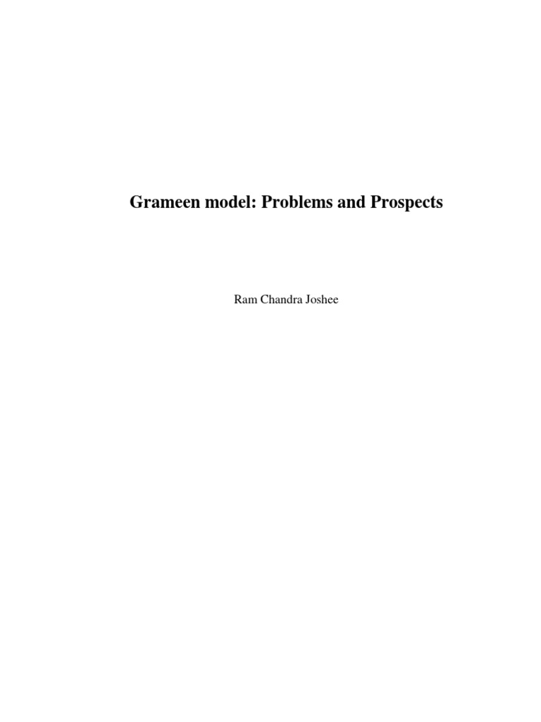 Grameen Model: Problems and Prospects: Ram Chandra Joshee | PDF ...
