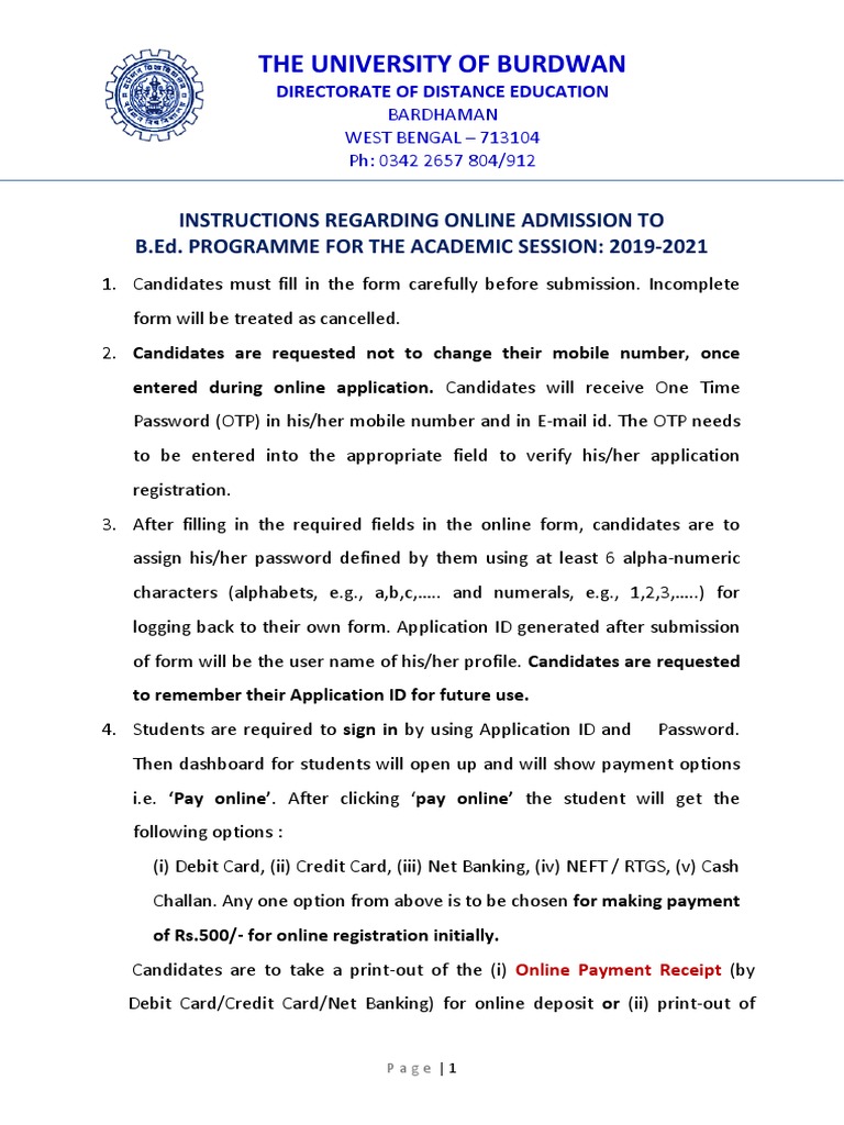 Online Admin Instructions BEd 19 21 | PDF | Postgraduate Education ...