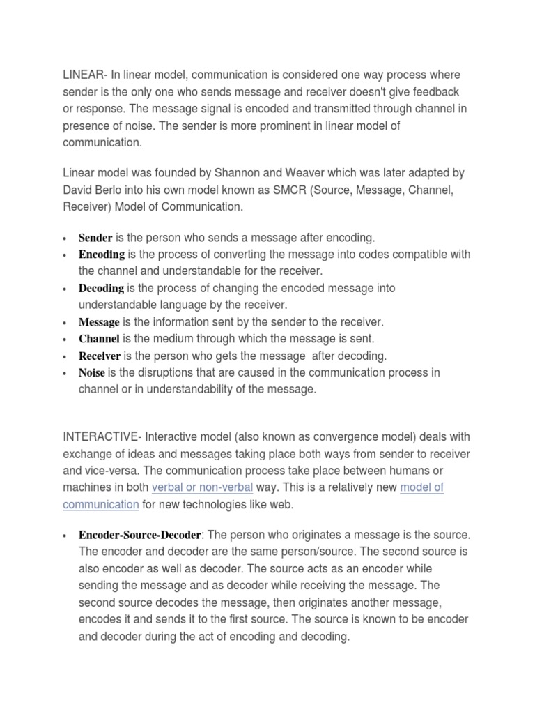 Models of Communication | Download Free PDF | Communication | Psychology