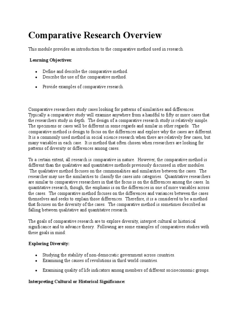 Comparative Research Overview | PDF | Quantitative Research ...