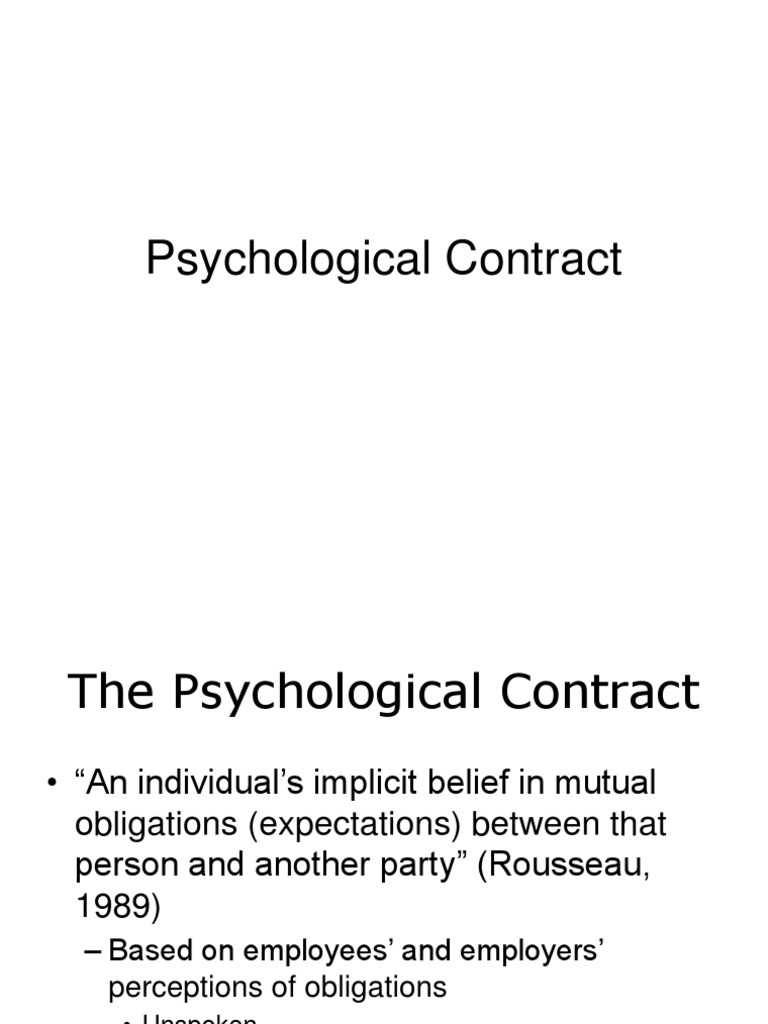 Understanding the Unspoken Expectations: The Psychological Contract ...