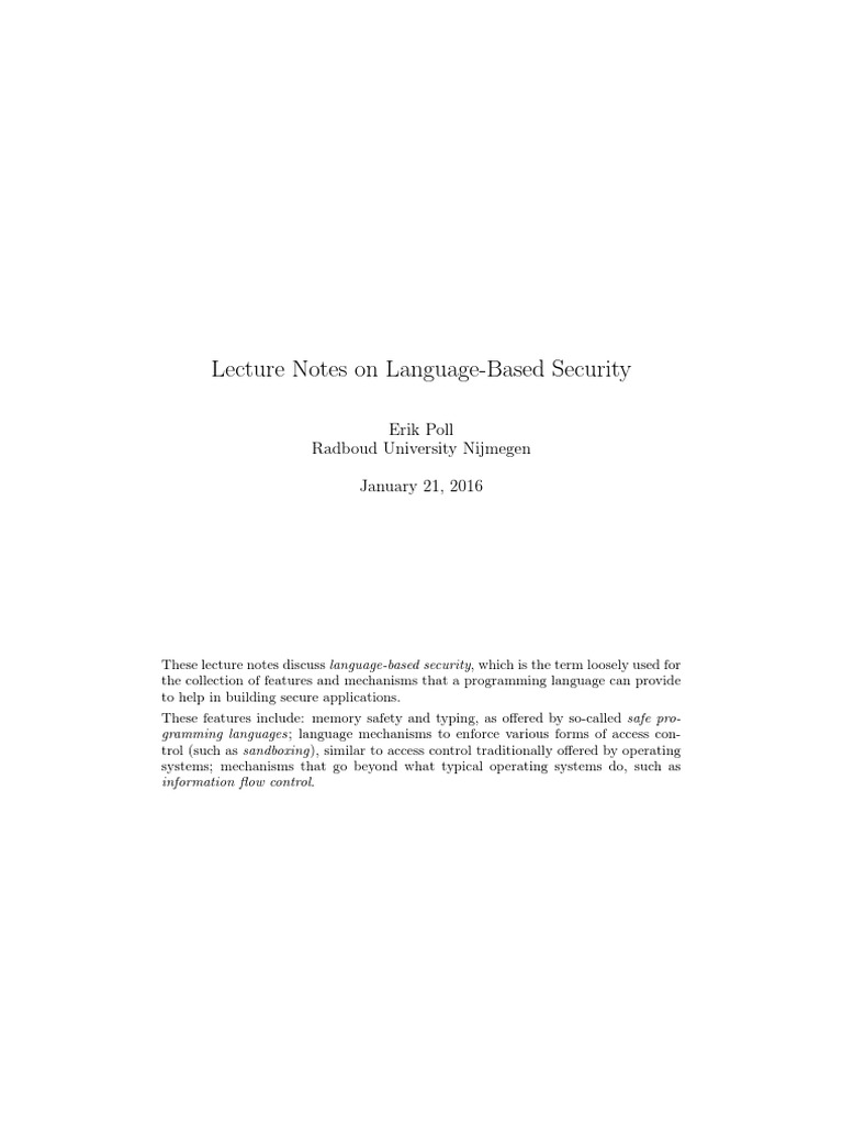 Language Based Security-1 | PDF | Programming Language | Operating System