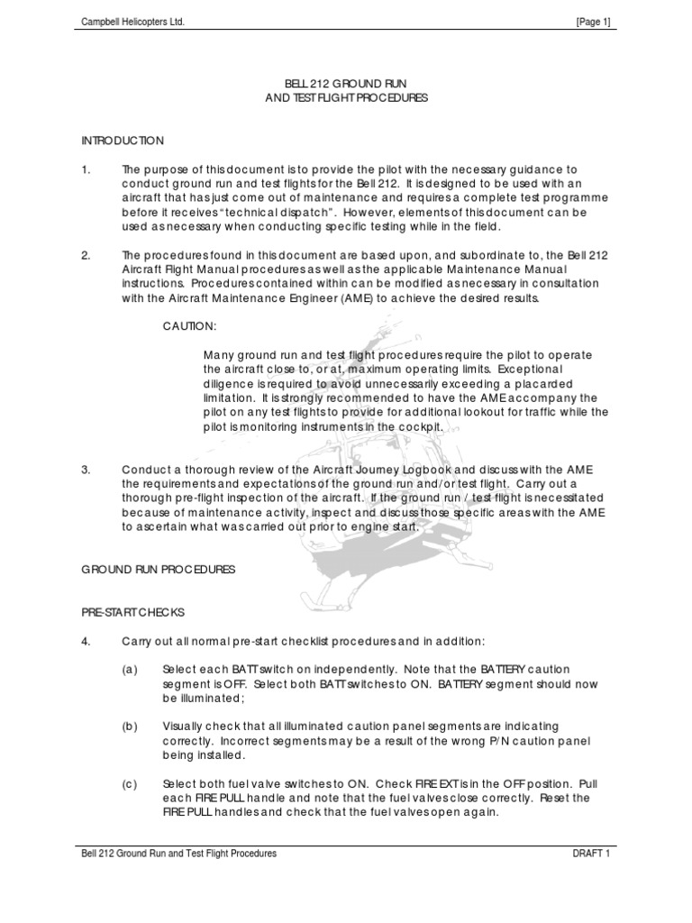 212 Test Flight Procedures | PDF | Helicopter | Helicopter Rotor