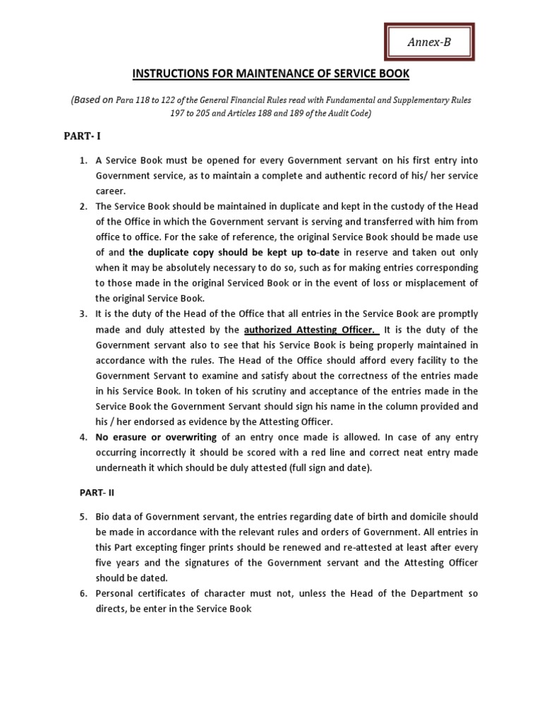 Service Book Maintenance Guidelines | PDF | Books | Government Information