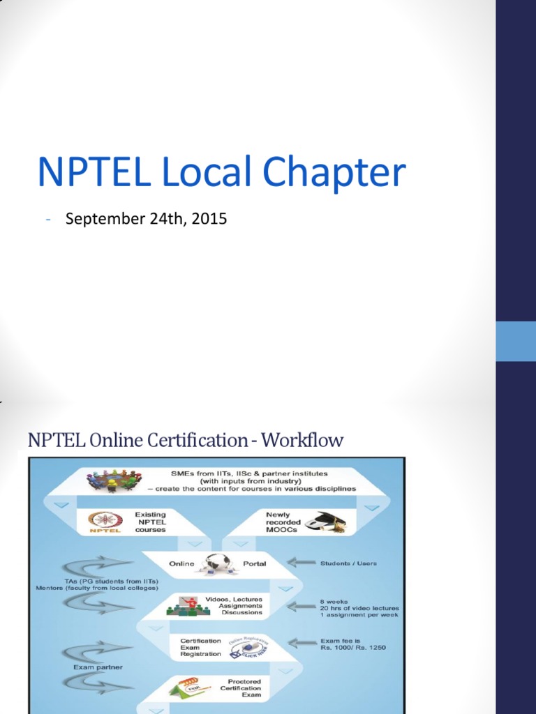 NPTEL Local Chapter PPT - September 2015 UPTU | PDF | Engineering ...