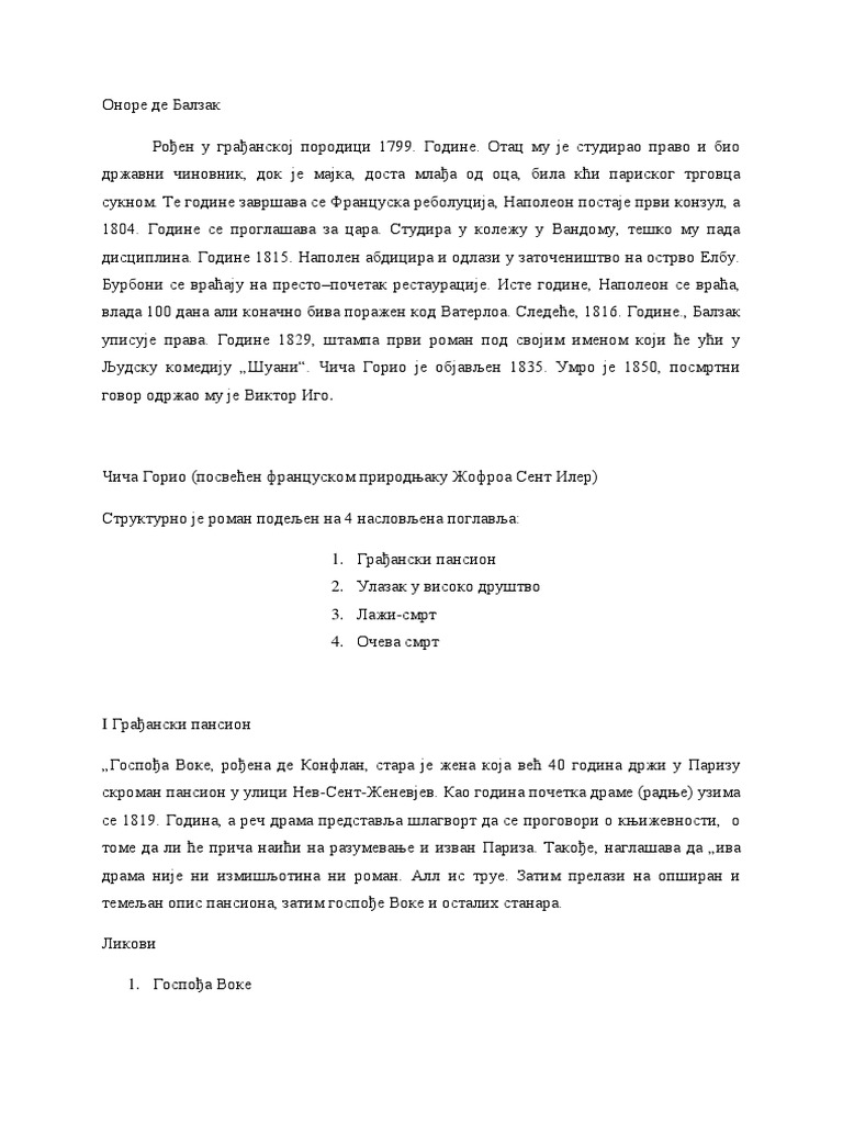 Balzak-Cica Gorio | PDF