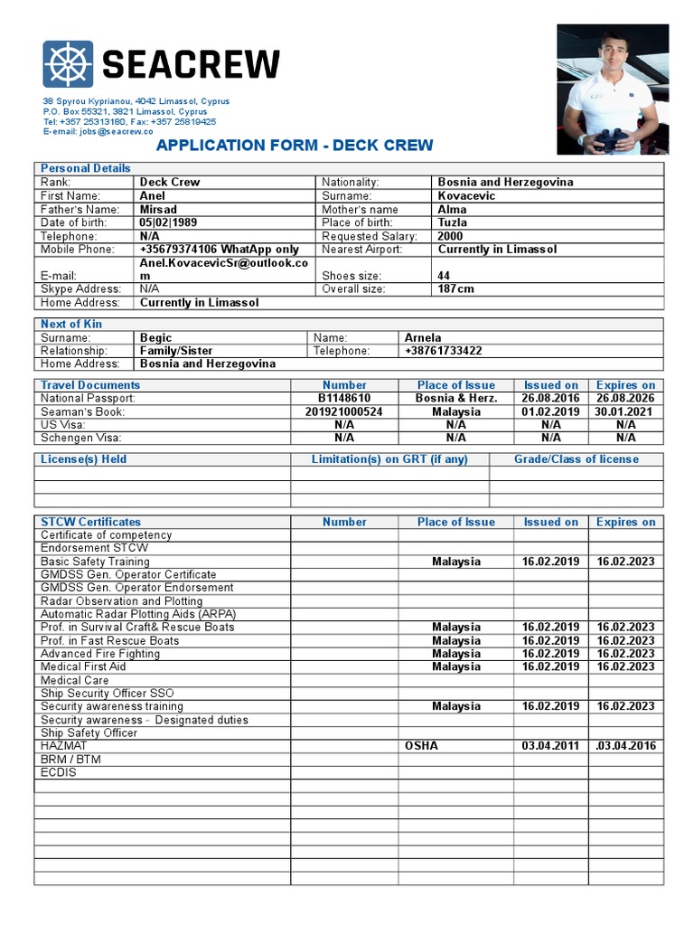 GDPR Application Form Deck Crew | PDF | Oil Tanker | Shipping