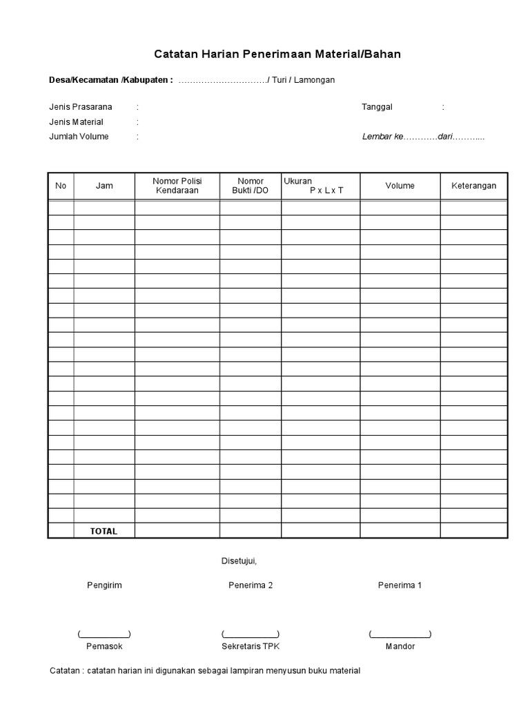 Buku Penerimaan Bahan Material Form 40 41 | PDF
