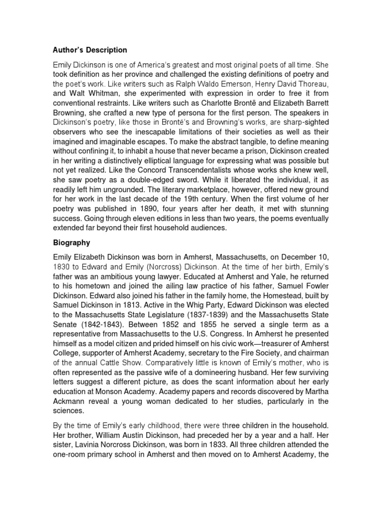 Emily Dickinson | PDF | Emily Dickinson | Poetry