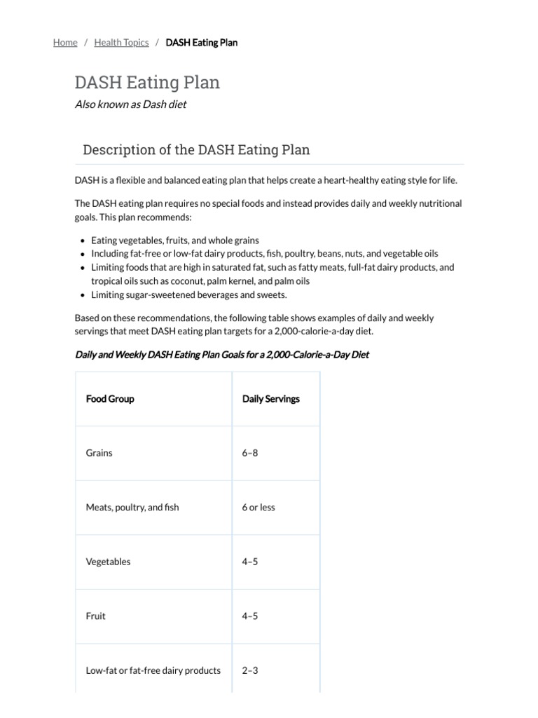 DASH Eating Plan | PDF | Dash Diet | Glycemic Index