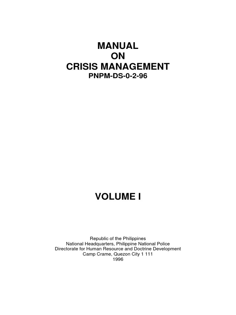 PNP Crisis Management Manual 1996 | PDF | Military Intelligence ...