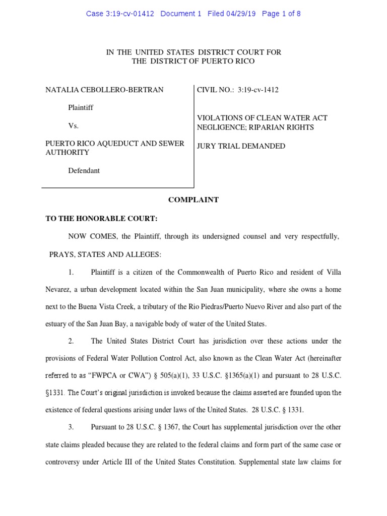 Clean Water Act Violation Lawsuit | PDF | Service Of Process ...