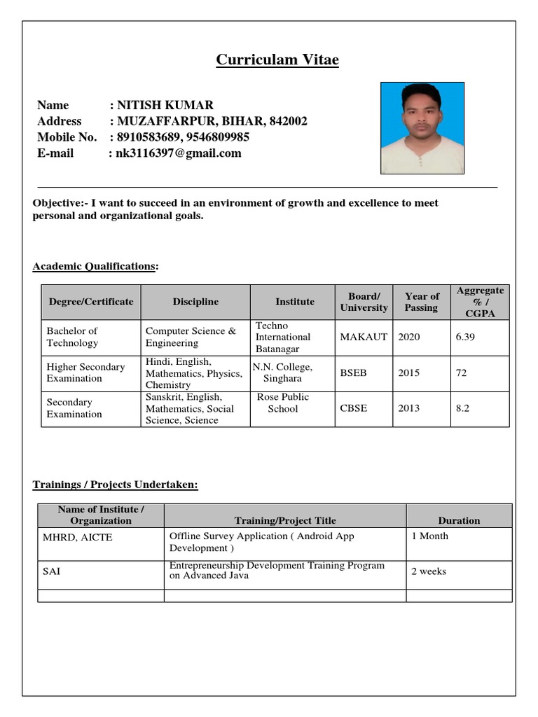 Nitish CV | PDF | Computer Science | Science