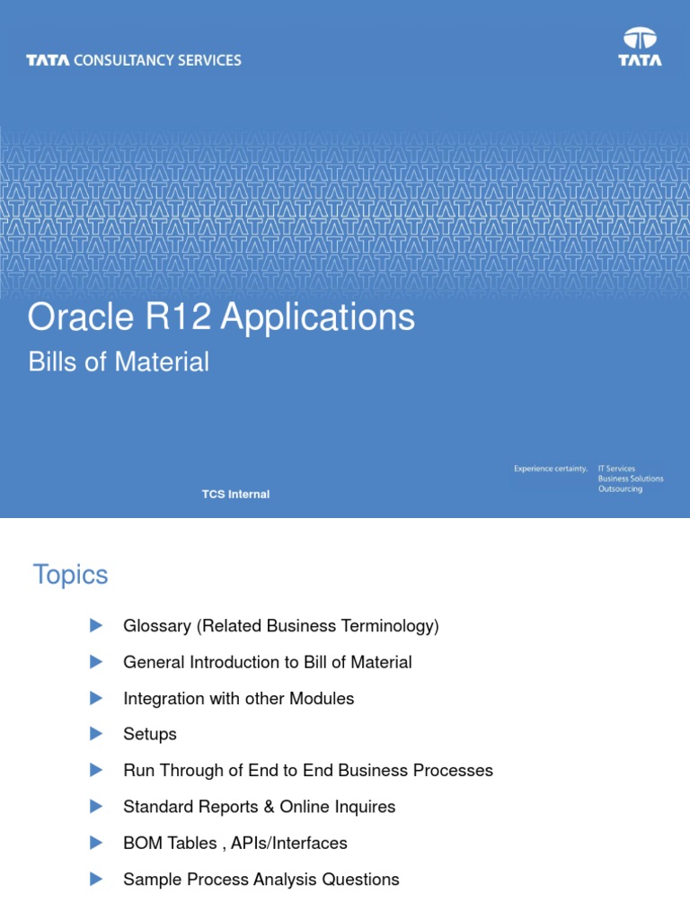 Oracle r12 Applications BOM | PDF | Computing | Computing And Information Technology