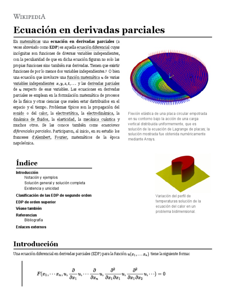 Ecuación en Derivadas Parciales | Descargar gratis PDF | Ecuación diferencial parcial ...