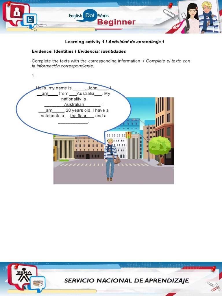 Learning Activity 1 / Actividad de Aprendizaje 1 Evidence: Identities ...