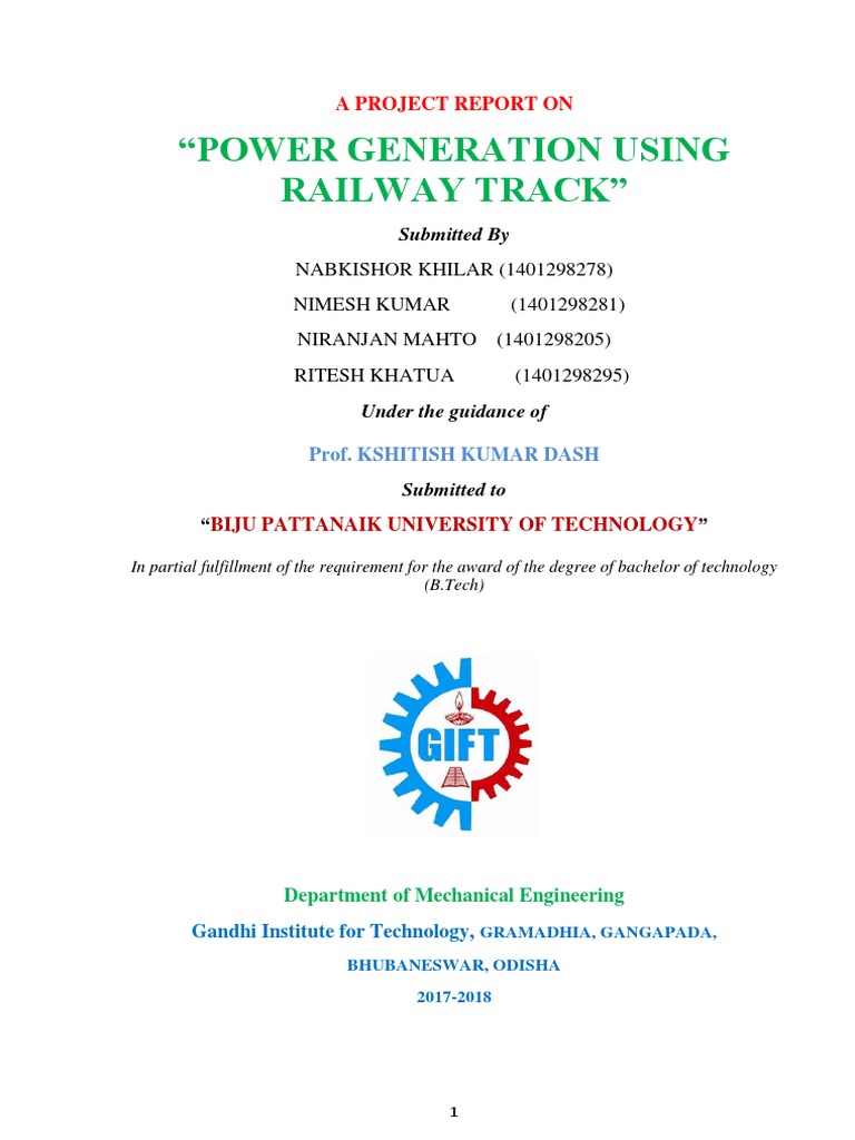 Power Generation From Railway Track | PDF | Mechanical Engineering | Nature
