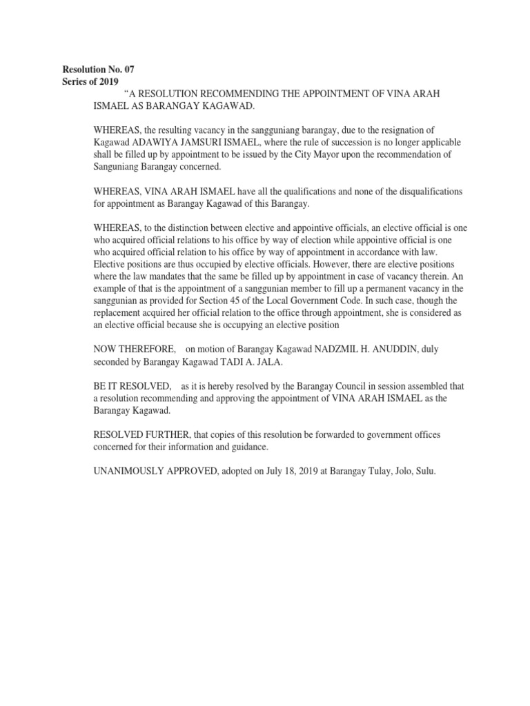 Kagawad Resolution2 | PDF