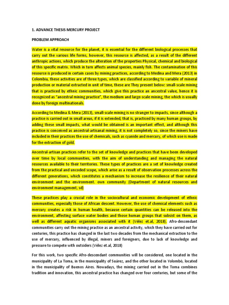 Thesis About Mercury Contamination | PDF | Mercury (Element) | Mining