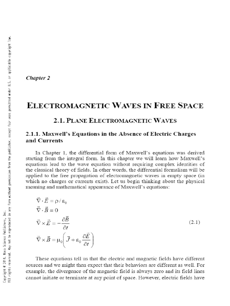 From Maxwell's Equations To Free and Guided Electromagnetic Waves - An ...