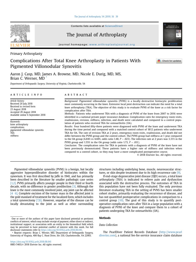 The Journal of Arthroplasty: Aaron J. Casp, MD, James A. Browne, MD ...