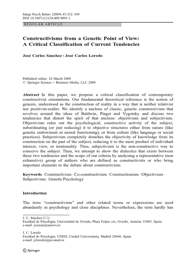 Constructivisms From A Genetic Point of View | PDF | Objectivity ...