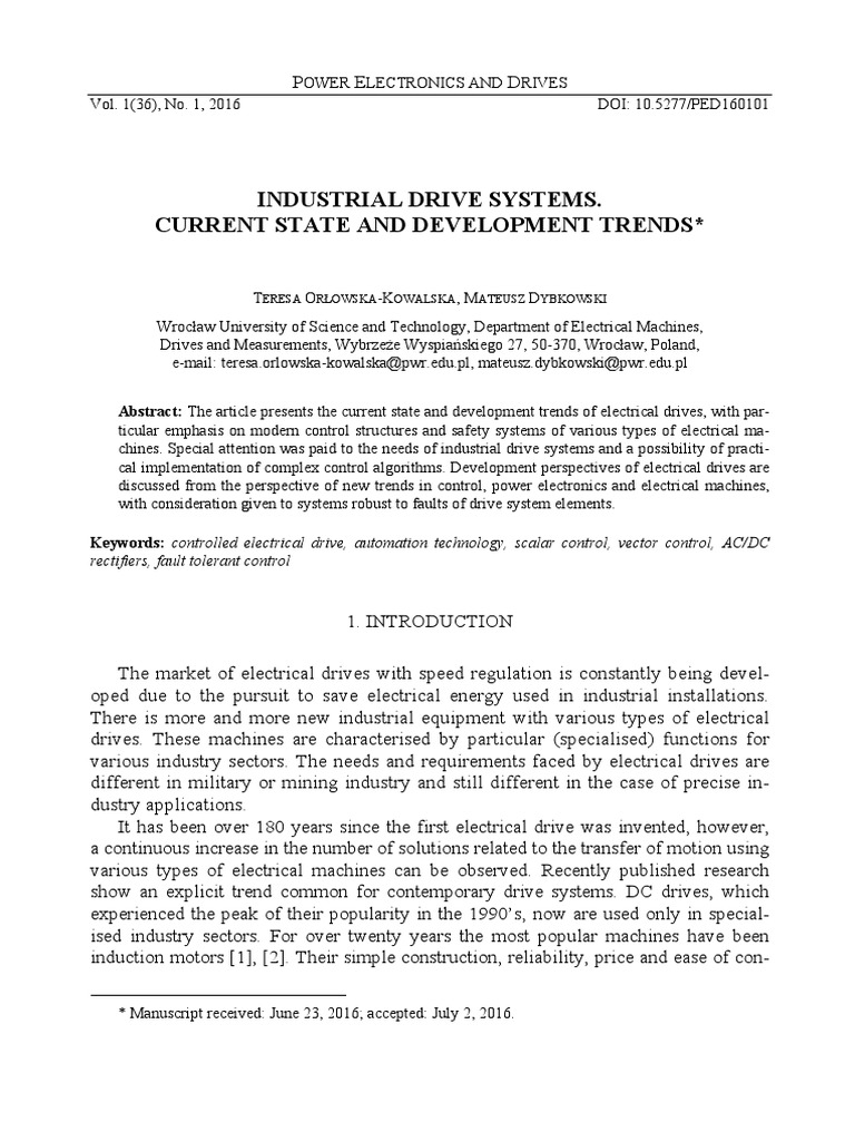 (25434292 - Power Electronics and Drives) Industrial Drive Systems. Current State and ...