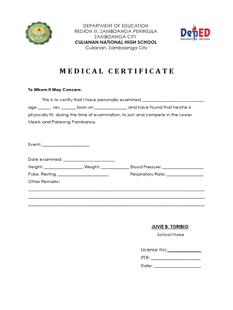 Medical Certificate | PDF