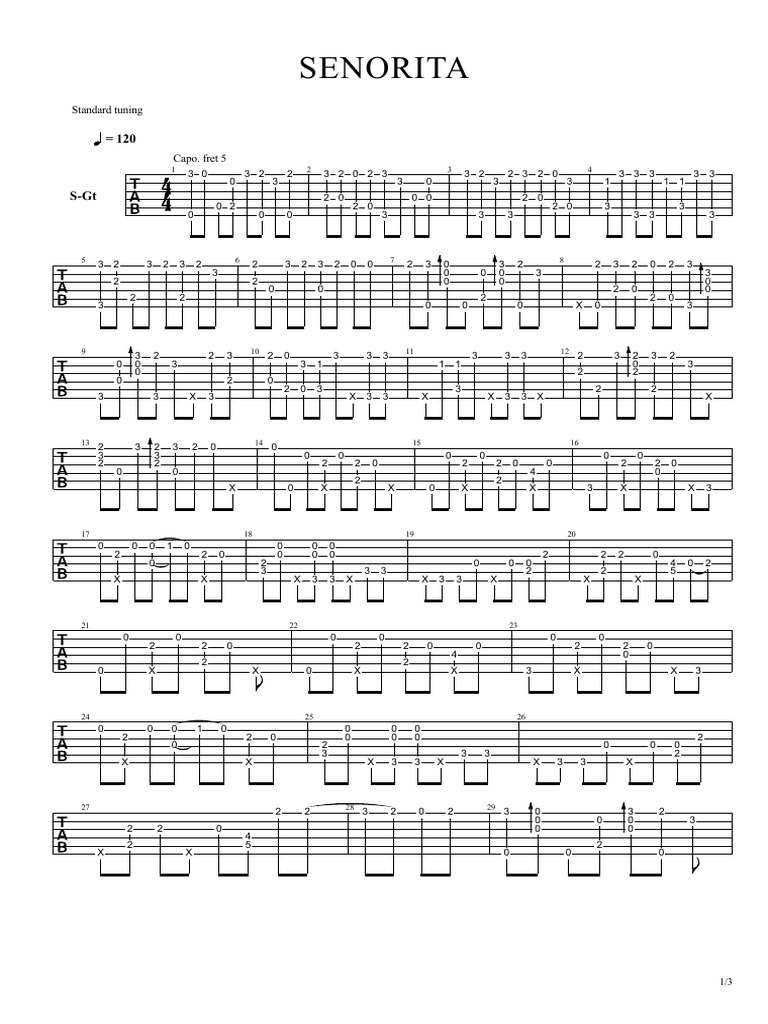 A Musical Analysis and Tab of the Spanish Folk Song "Senorita | PDF ...