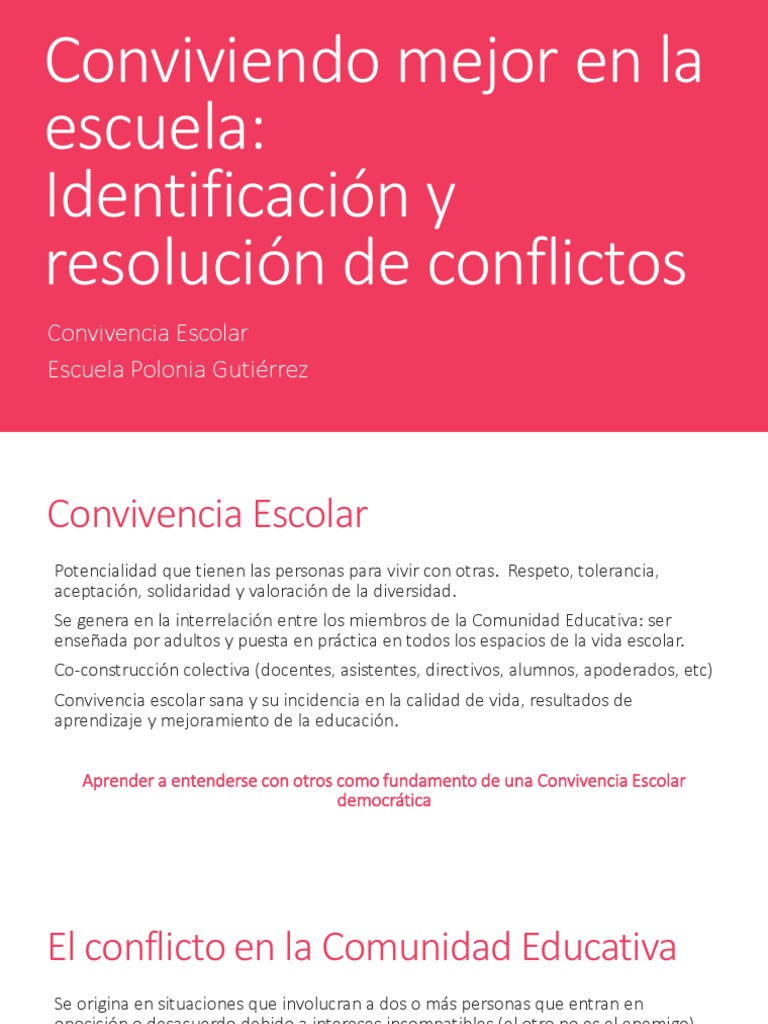 Conviviendo Mejor en La Escuela - Resolución de Conflictos | PDF ...
