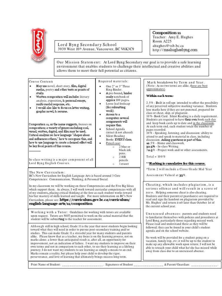 Composition 11 Course Overview | PDF | Students | Curriculum